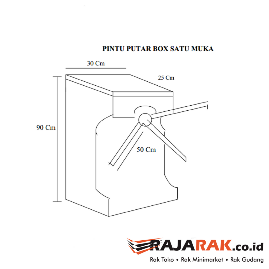 PINTU PUTAR ANTRIAN 1 ARAH BOX SINGLE TANPA COUNTER