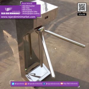 PINTU PUTAR STAINLESS BOX SATU ARAH | TRIPOD TURNSTILE SINGLE