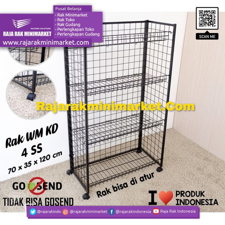 RAK KERANJANG WM KD 5 SUSUN WARNA HITAM & PUTIH | RAK MINIMARKET