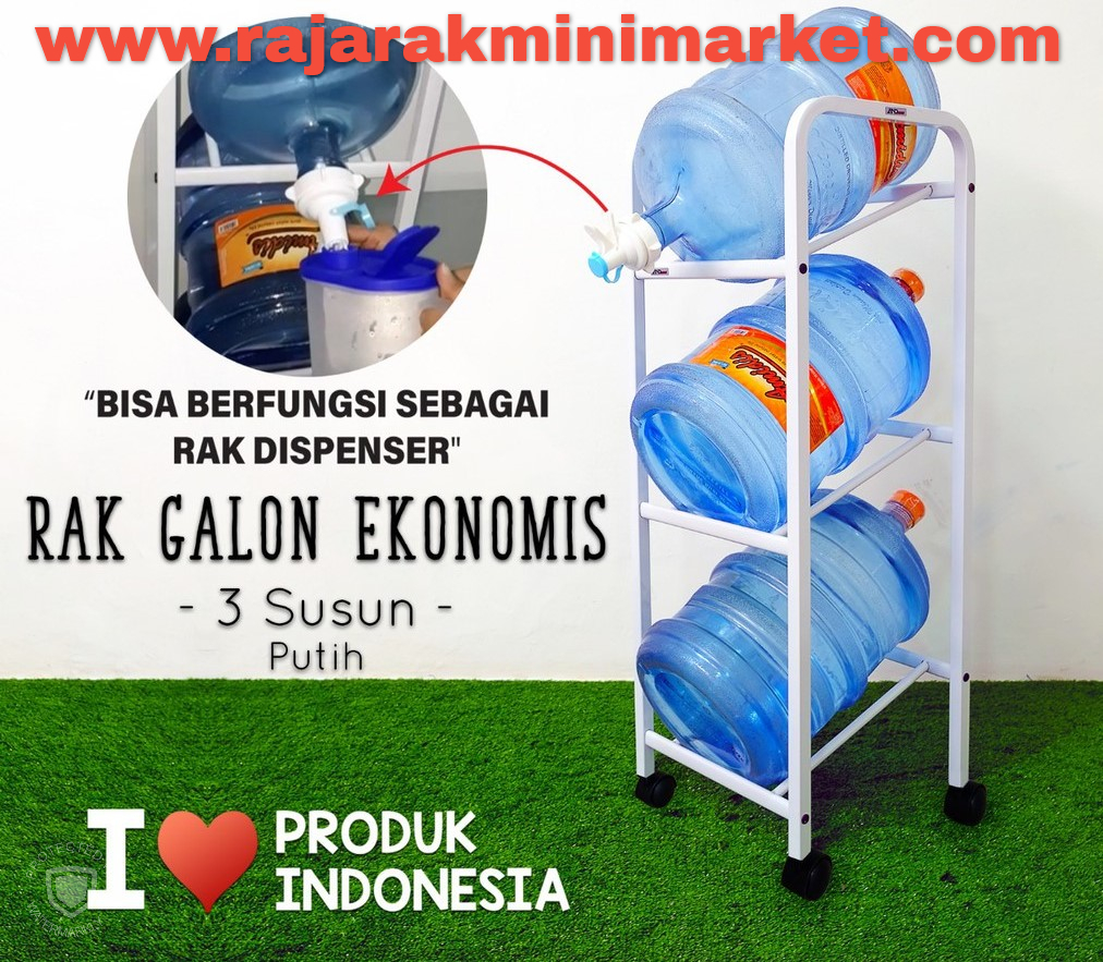 RAK GALON 3 SUSUN WARNA HITAM & PUTIH | Rak Galon Aqua Air Minum ...