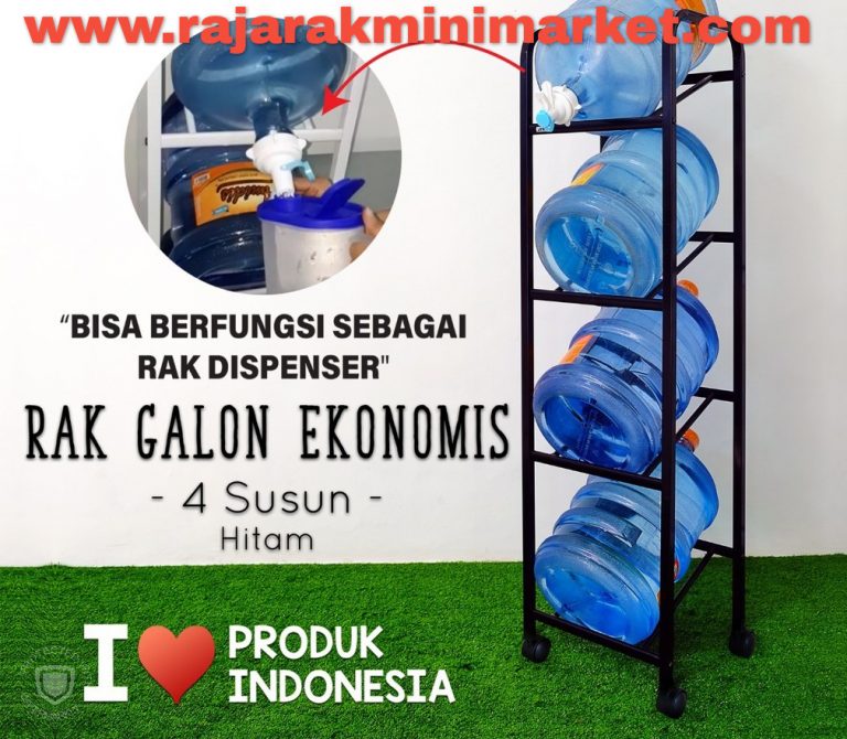 RAK GALON 4 SUSUN WARNA HITAM & PUTIH | Rak Galon Aqua Air Minum ...