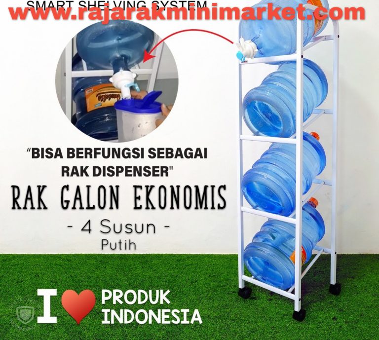 RAK GALON 4 SUSUN WARNA HITAM & PUTIH | Rak Galon Aqua Air Minum ...
