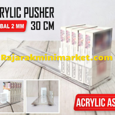DISPLAY ACRYLIC – AKRILIK PUSHER ROKOK OTOMATIS P.30CM | RAK MINIMARKET