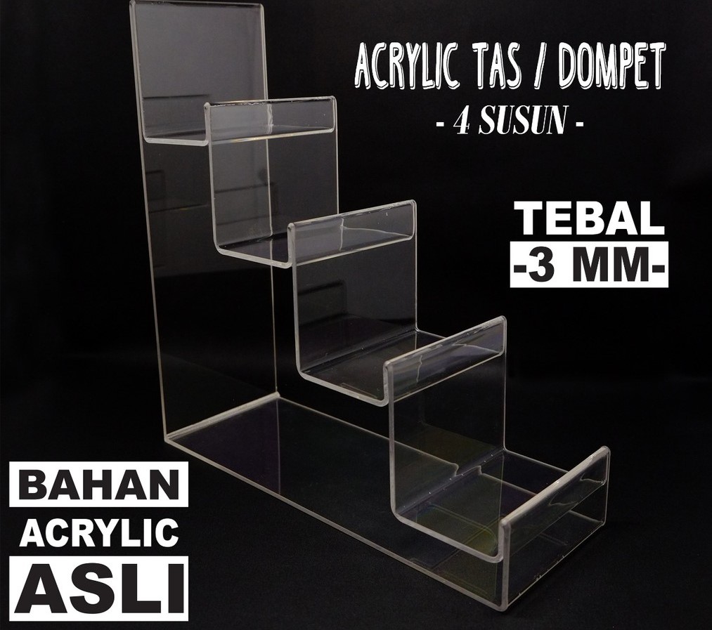 DISPLAY ACRYLIC – AKRILIK DISPLAY TAS / DOMPET 4 SUSUN | Jual Rak ...